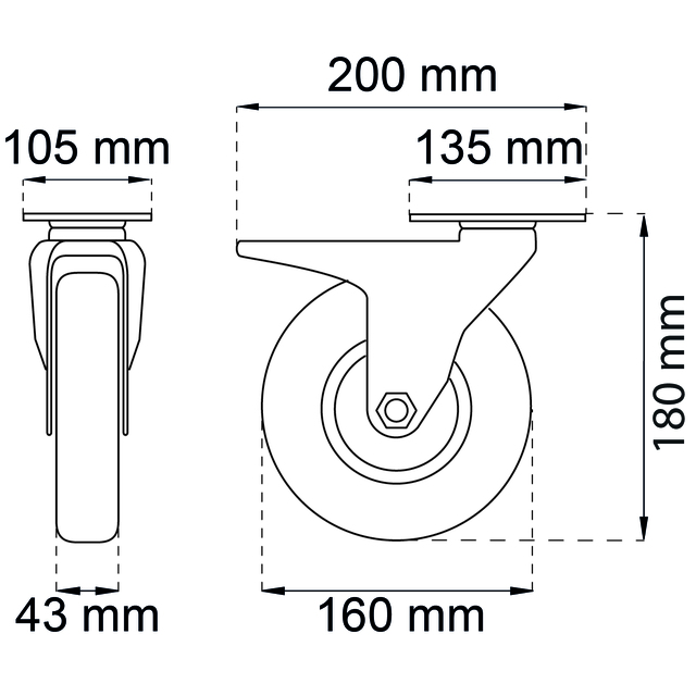 CONTAINERHJUL 5816 160MM MED PLATTA BROMS | Beijer Byggmaterial